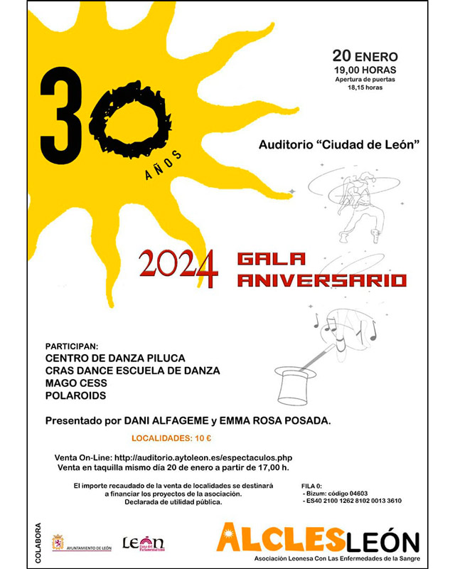 Gala aniversario 30 años ACLES León. Auditorio ciudad de León - León Cultural